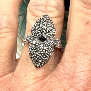 Vintage JUDITH JACK RING Sterling Silver Marcasite Double Hearts Ring ...
