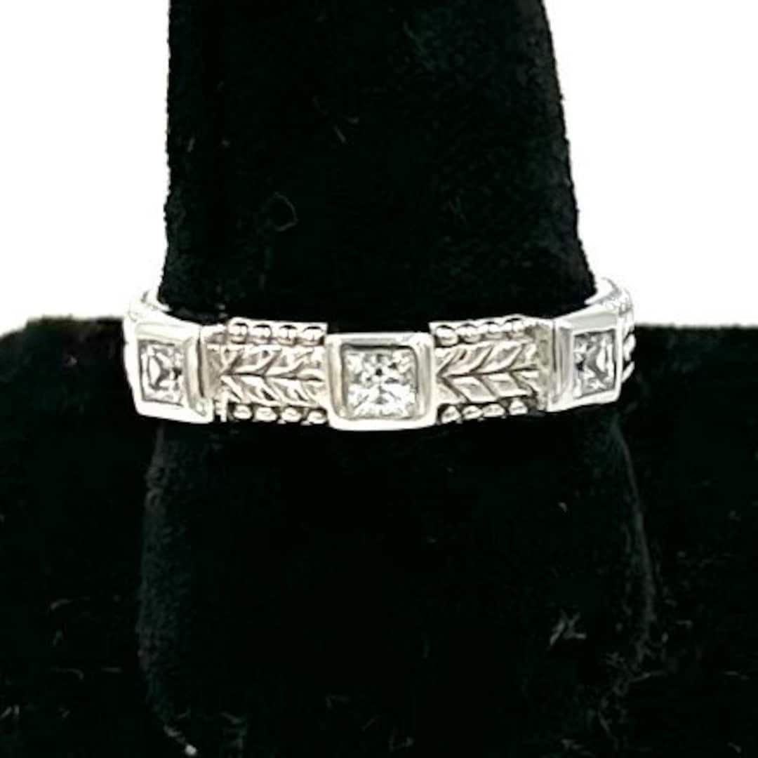 JUDITH RIPKA RING Sterling Silver Triple Diamonique Cubic Zirconia ...