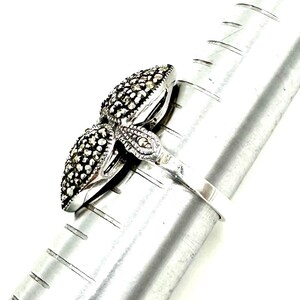 Vintage JUDITH JACK RING Sterling Silver Marcasite Double Hearts Ring ...