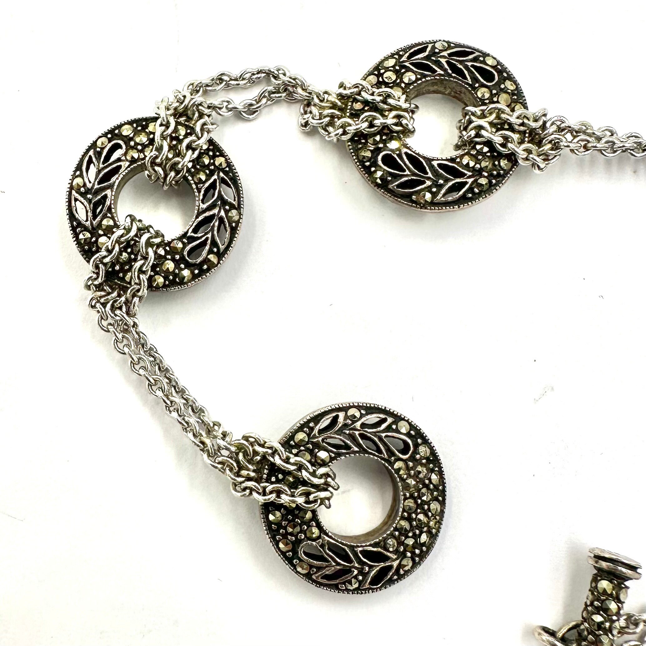 Vintage JUDITH JACK BRACELET Sterling Silver Marcasite Toggle Clasp Art ...
