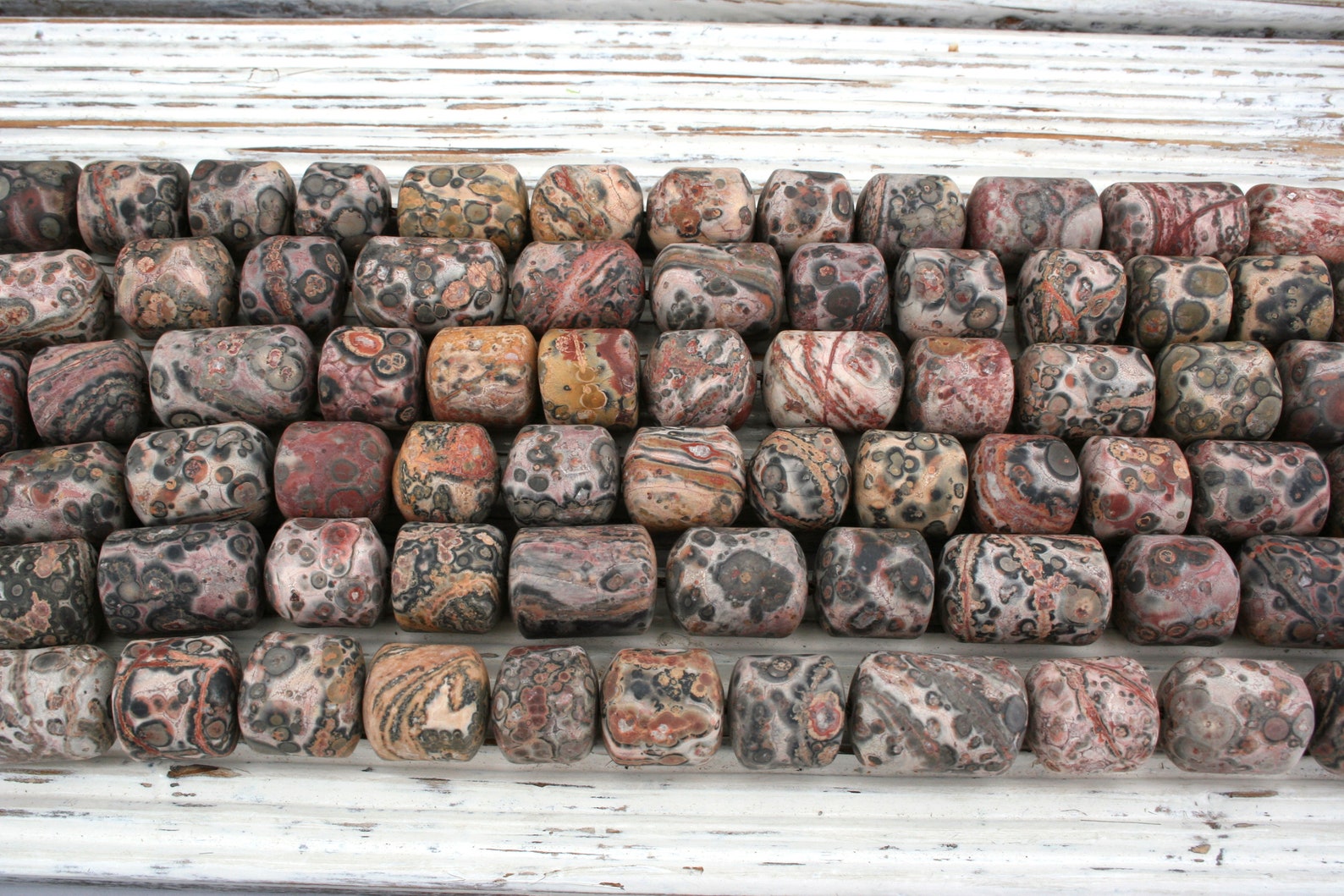 Leopardskin Jasper Cylinder Matte Beads 14.5-15mm ETB01421 - Etsy