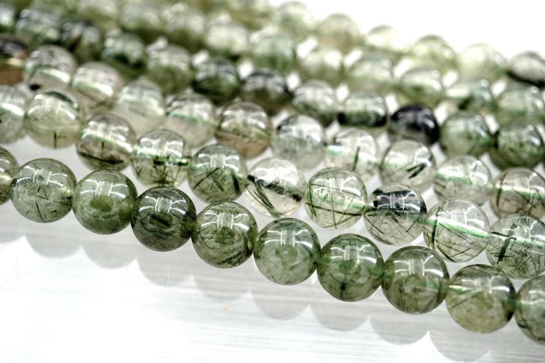 Green Rutile Quartz Round Beads – 7.5-8.5mm A Grade, 16 Inch Strand - Etsy