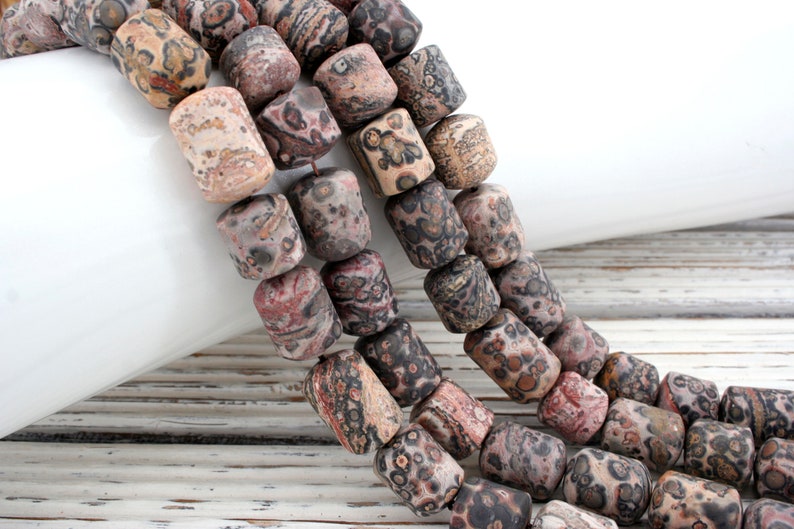 Leopardskin Jasper Cylinder Matte Beads 14.5-15mm ETB01421 - Etsy