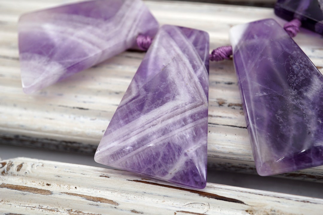 Chevron Amethyst Trapezoid Beads 23-33mm (ETB01458) Healing Gemstone ...