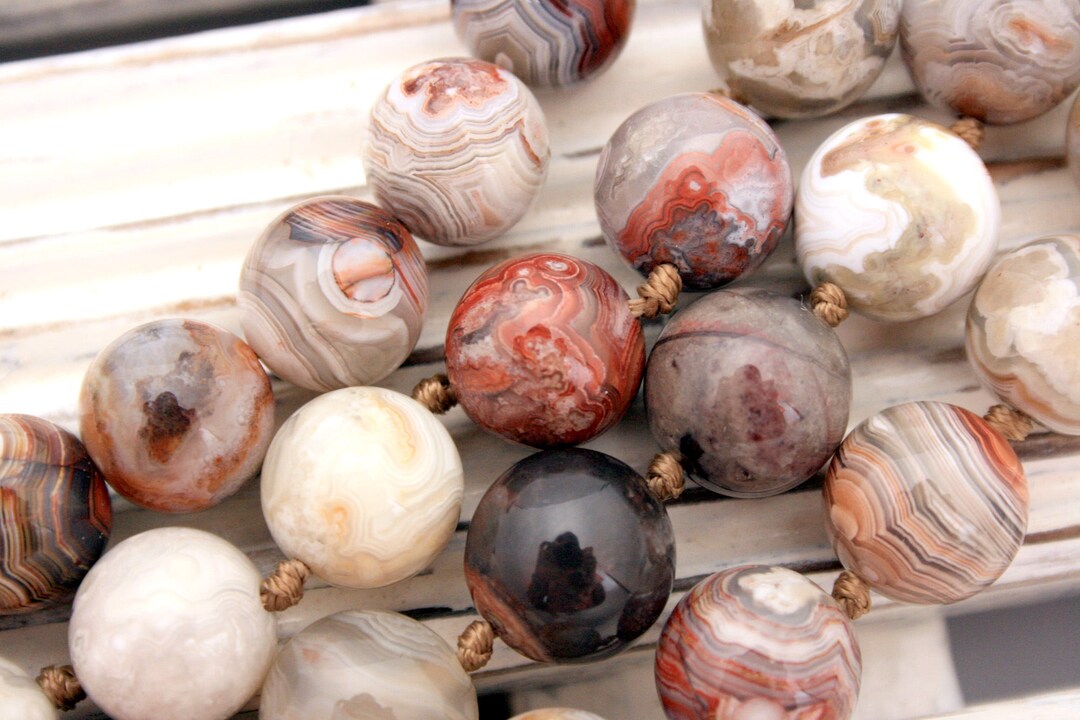 Laguna Lace Agate cuentas redondas 12-12.5mm ETB00991 Joyas únicas ...