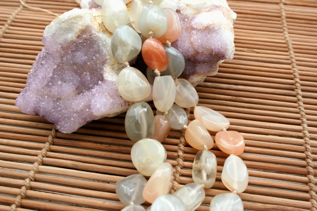 Shiny Moonstone Tumble Beads 9.5-12mm (ETB01395) Unique Jewelry/vintage ...