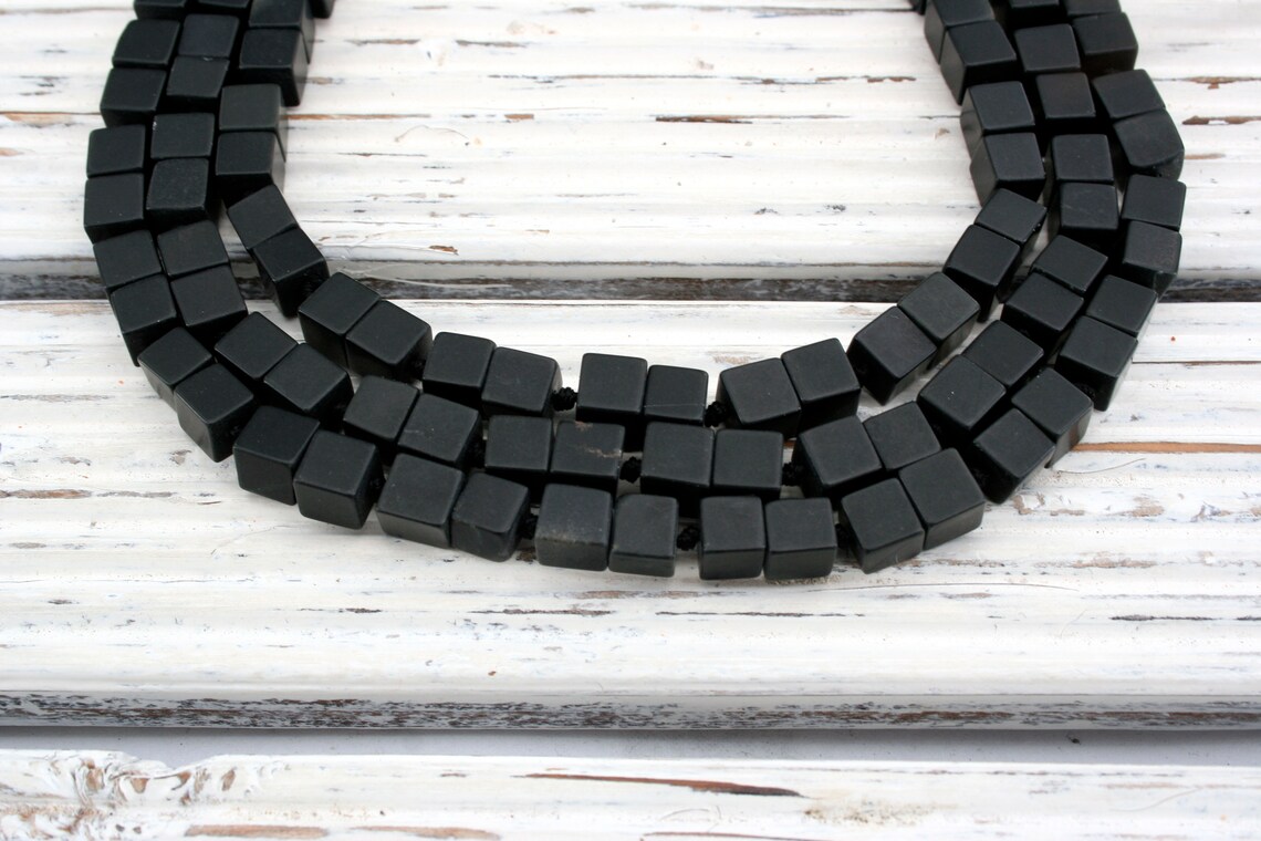 Black Jade Cube Matte Beads 6-7mm (ETB01449) Unique Jewelry/vintage ...