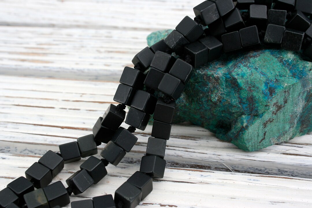Black Jade Cube Matte Beads 6-7mm (ETB01449) Unique Jewelry/vintage ...