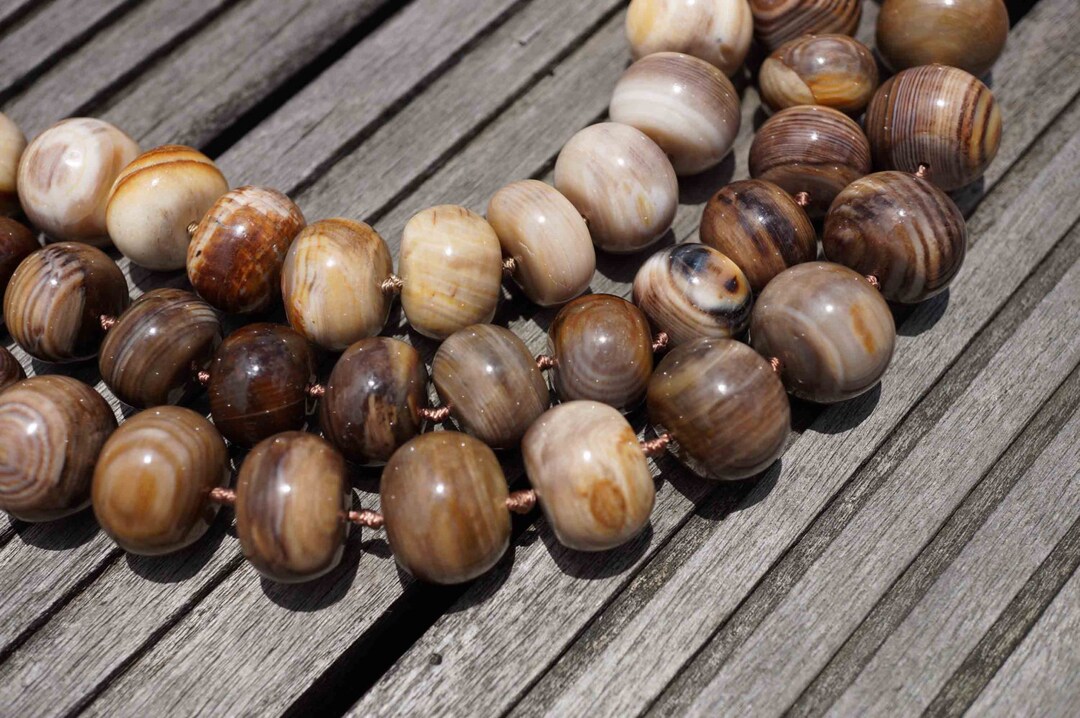 Petrified Wood Rondelle Beads 17-18mm (ETB00405) Unique Jewelry/vintage ...