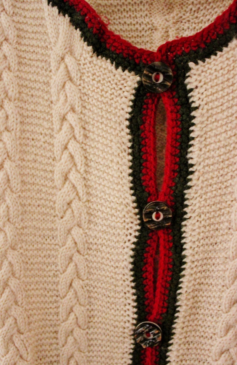 Vintage Handmade Wool Cardigan: Italian Braid Knit, Wooden Buttons - Etsy