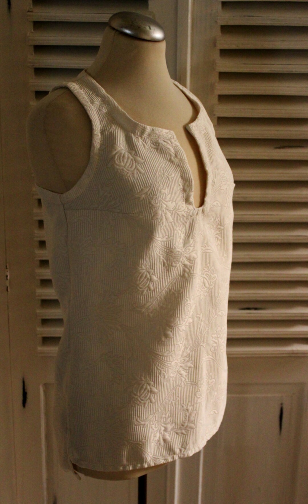 White Vintage Damask Top, Handmade Women's Blouse, Damask Summer Top - Etsy