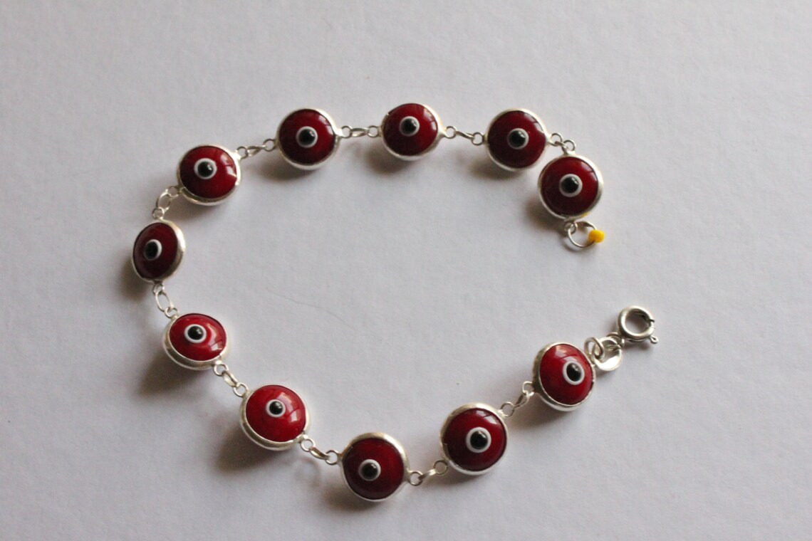 925 SILVER BRACELETS, Red 'eyes' Bracelet, Orange Stone Bracelet ...