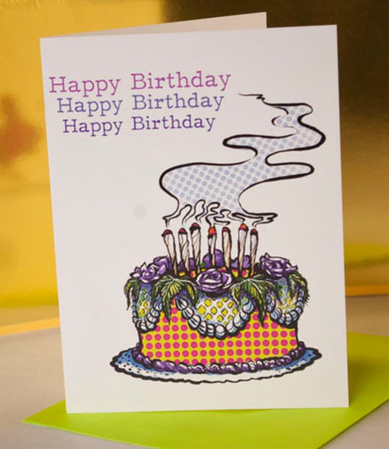 Weed Cake Weed Birthday Card Weed Love Stoner Birthday - Etsy