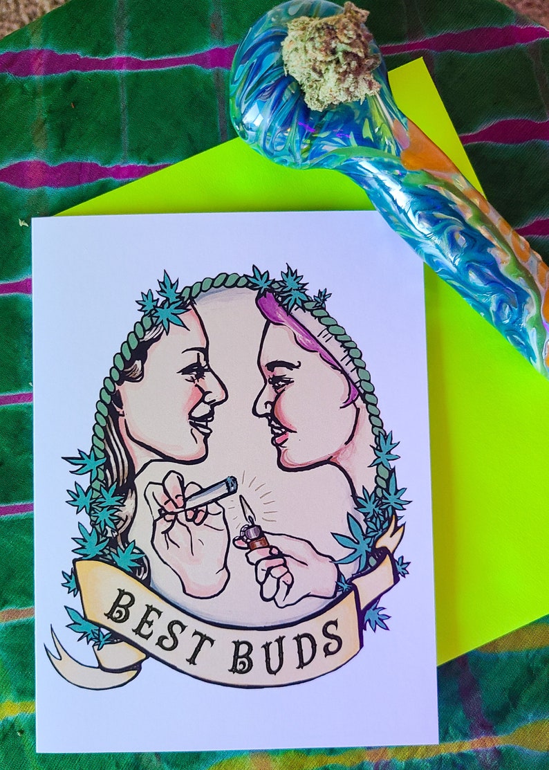 Best Buds Funny Weed Card/ Queer Card/ Stoner Card/ - Etsy
