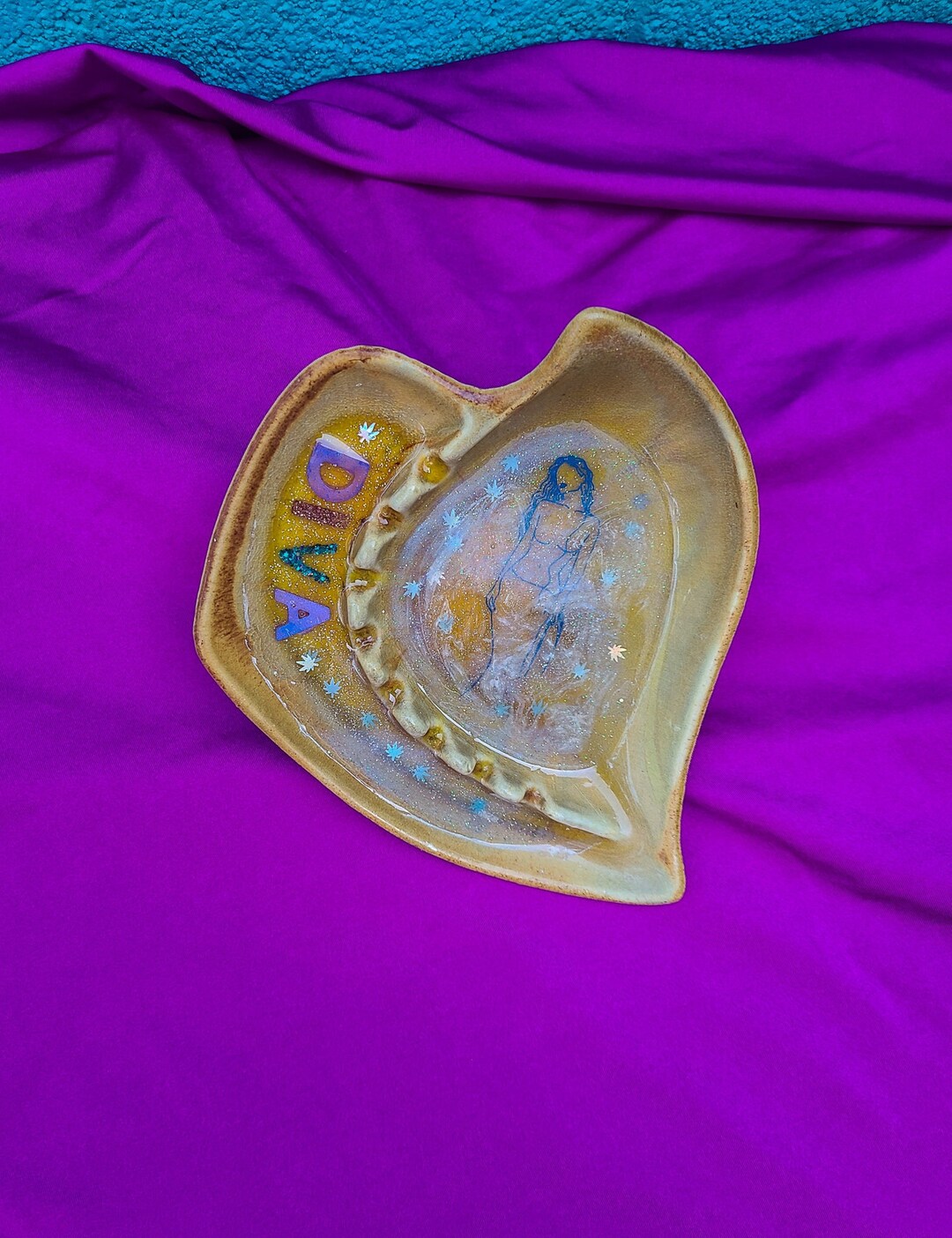 Sativa Diva / Vintage Mcm Ceramic Yellow Asymmetrical Ashtray / Resin ...