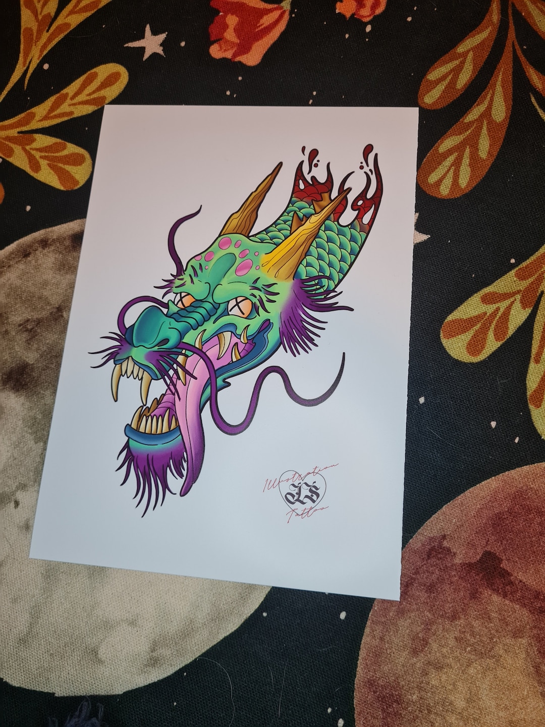 Vibrant Severed Dragon Head Art Print - Etsy