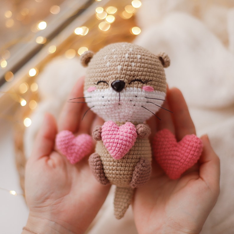 Crochet Pattern Valentines Day Amigurumi Animal Toy Otter - Etsy