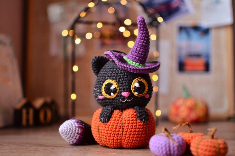 Cat Pumpkin Set of Halloween Patterns Car Pumpkin Mountain Owl Witch ...