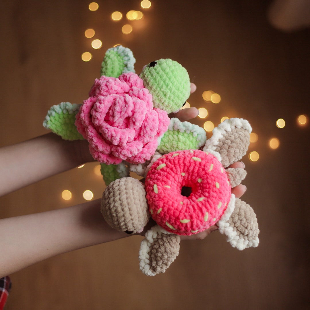 Plushies Turtle Crochet Pattern Rose Donut Kawaii Amigurumi - Etsy UK
