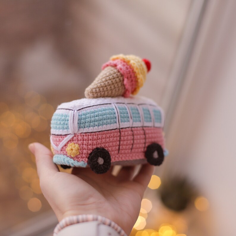 Red Car Minivan Crochet Toy Amigurumi With Christmas Tree Camper Bus ...
