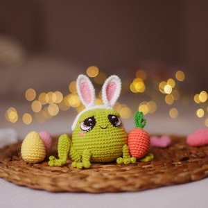 Crochet Pattern Frog Easter Decor Amigurumi Egg Carrot Bunny Ears - Etsy