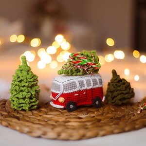 Red Car Minivan Crochet Toy Amigurumi With Christmas Tree Camper Bus ...