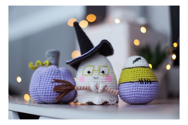 Crochet pattern pdf halloween decor pumpkin ghost candy corn | Etsy
