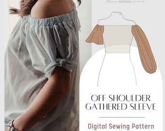 Off Shoulder Flutter Sleeve Pattern. PDF Printable and Projector Sewing ...