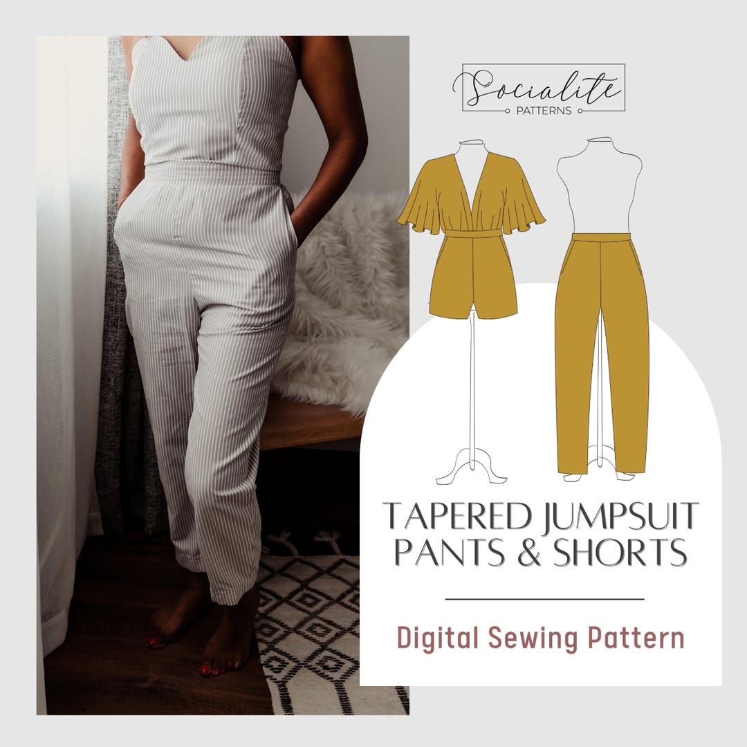 Tapered Leg Jumpsuit Pants and Shorts Pattern. Women's PDF Printable ...