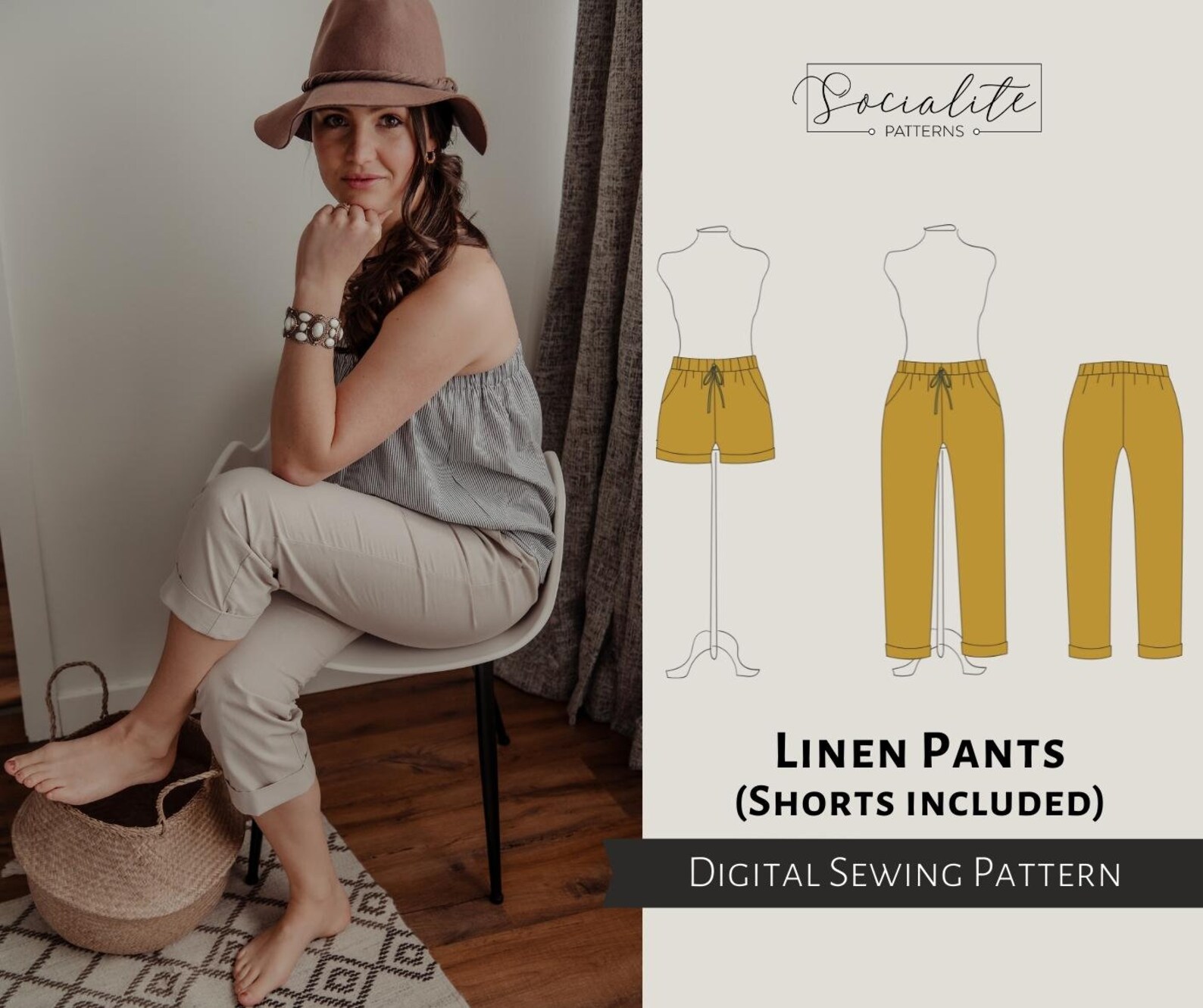 Linen Pants and Shorts Pattern. Women's PDF Printable and - Etsy