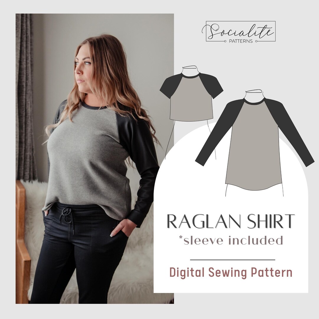 Raglan Shirt Pattern. Women's PDF Printable and Projector Sewing ...