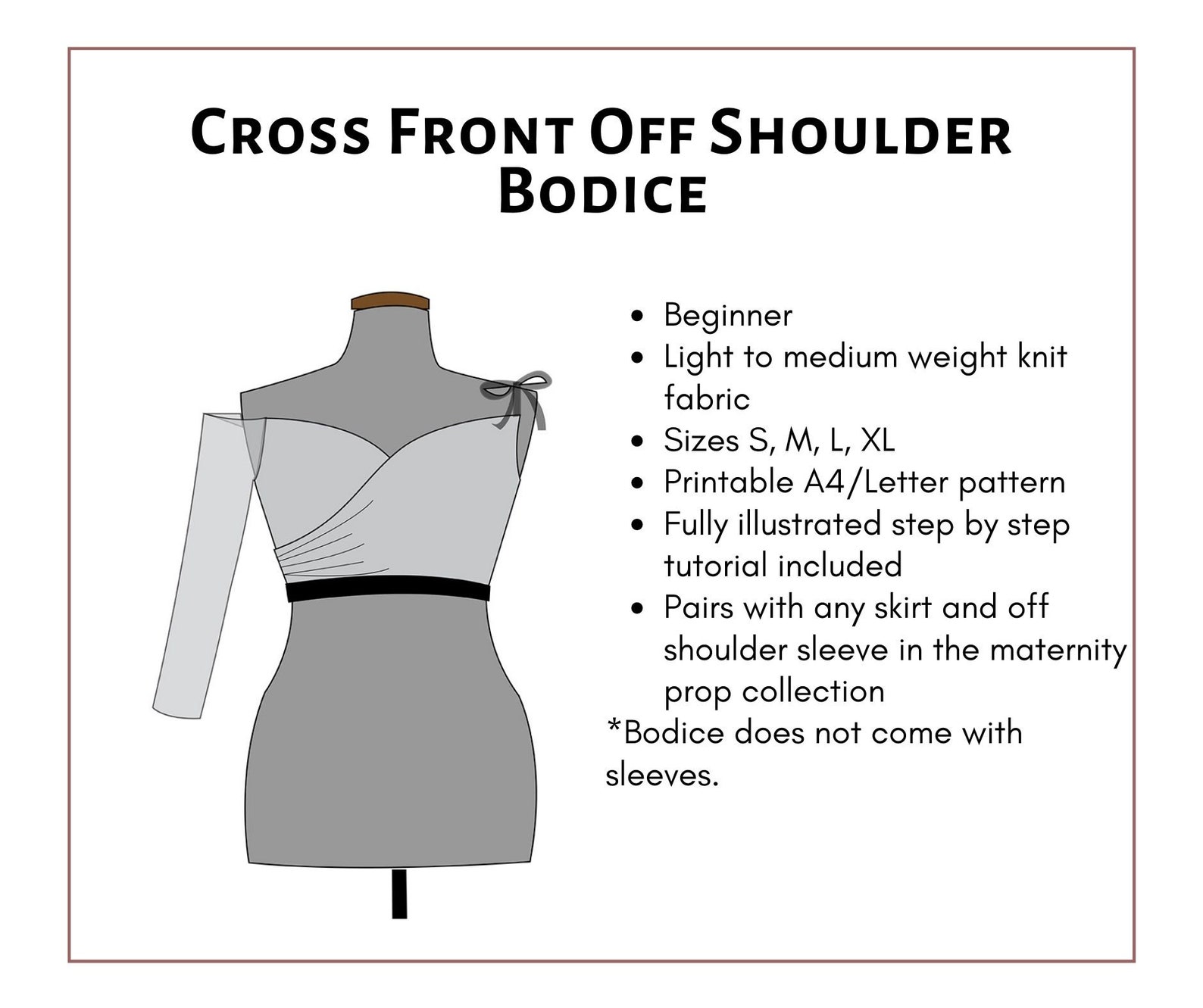 Cross Front off Shoulder Bodice PDF Sewing Pattern, Maternity Gown ...