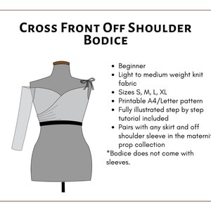 Cross Front off Shoulder Bodice PDF Pattern and Tutorial for Maternity ...