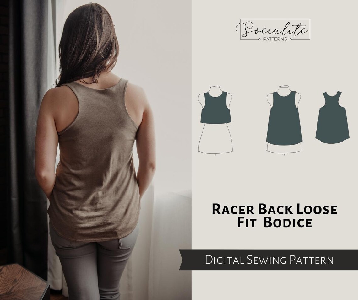Racer Back Loose Fit Bodice Pattern. Women's PDF Printable - Etsy