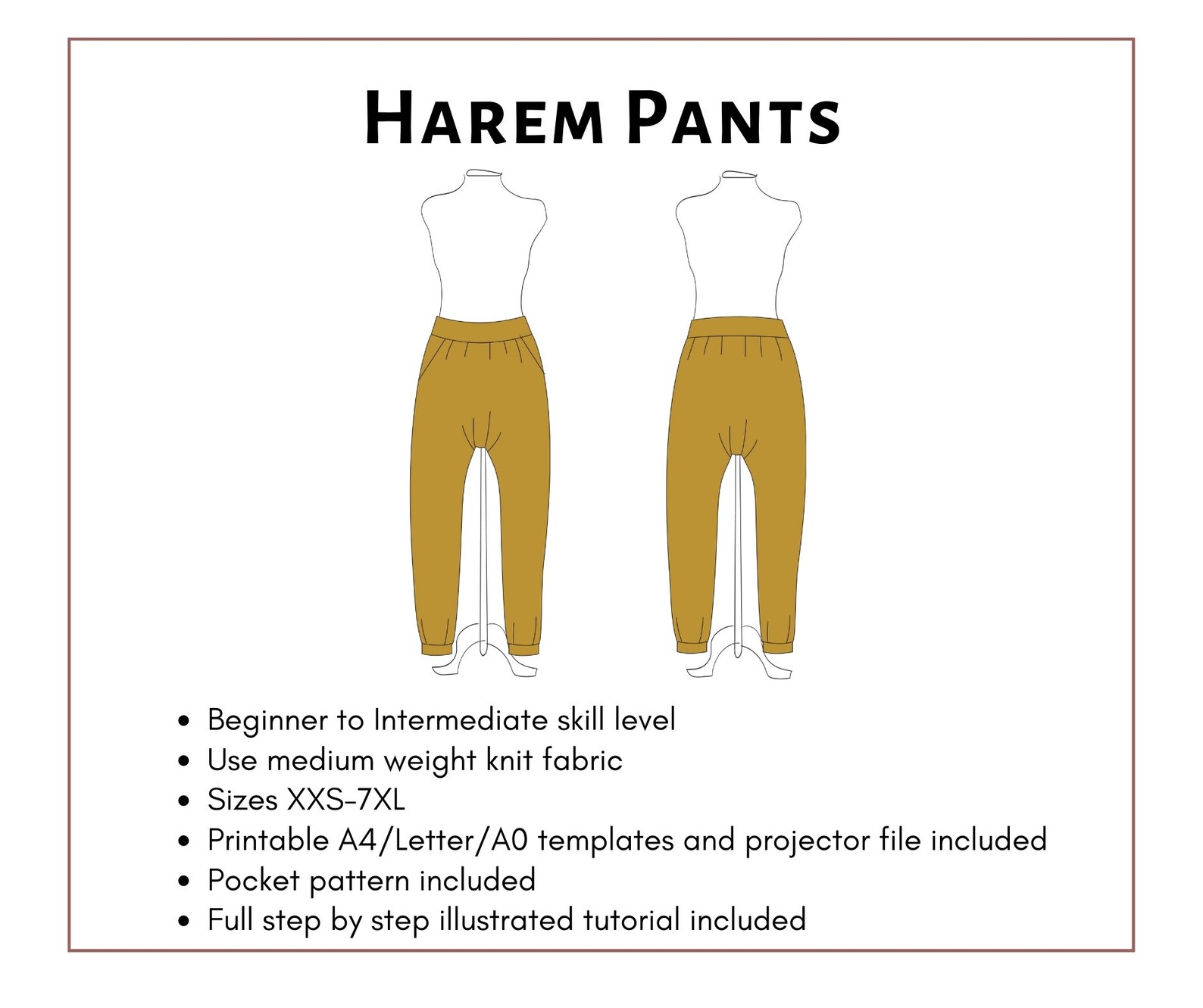 Harem Pants Pattern. Women's PDF Printable and Projector | Etsy