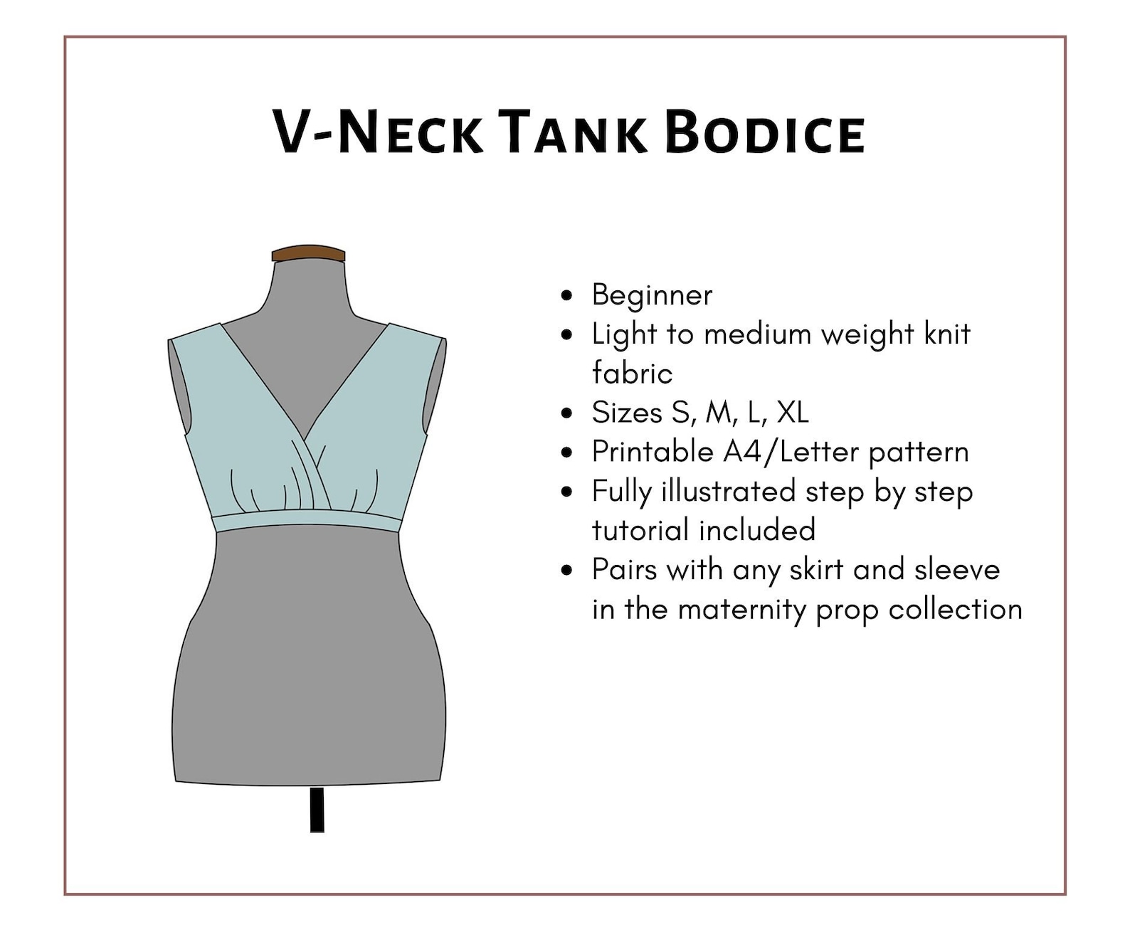 Maternity V-neck Tank Bodice PDF Pattern and Tutorial. Sewing - Etsy