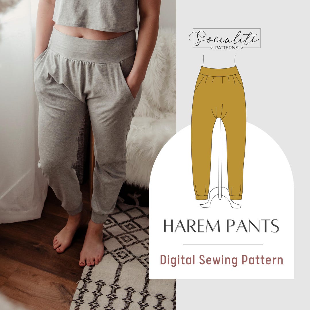 Harem Pants Sewing Pattern: Women's Lounge Yoga Pants (PDF) - Etsy ...