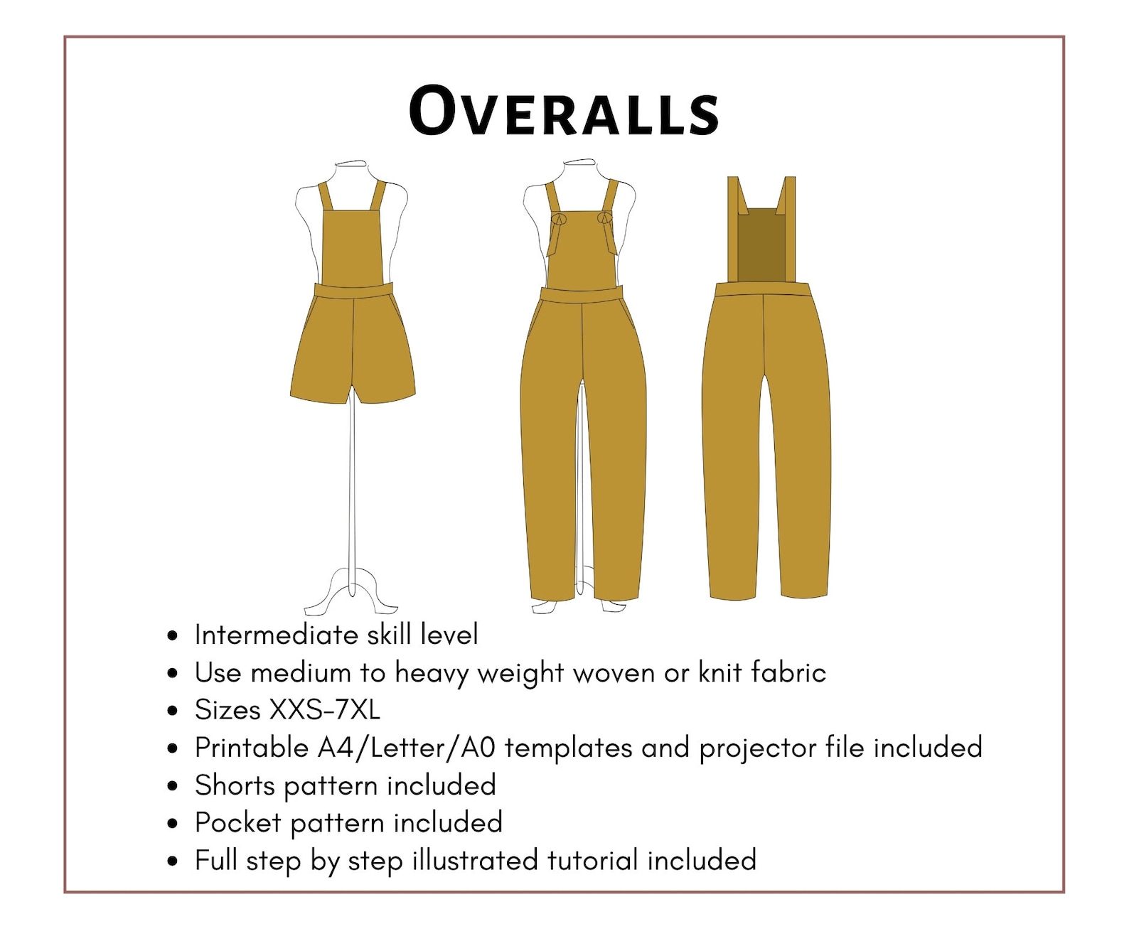 Overall Pants and Shorts Pattern. Women's PDF Printable - Etsy