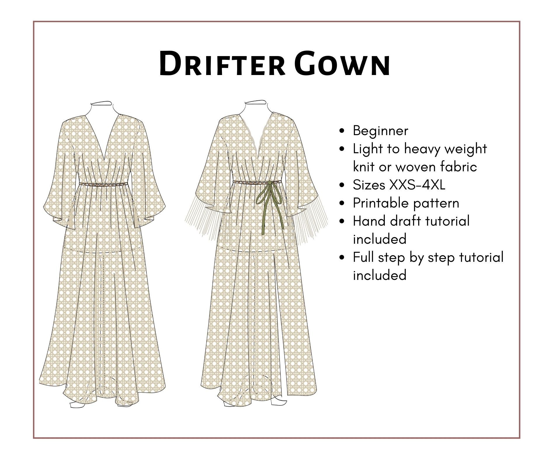 Drifter Gown Pattern. PDF Sewing Pattern and Tutorial. - Etsy UK