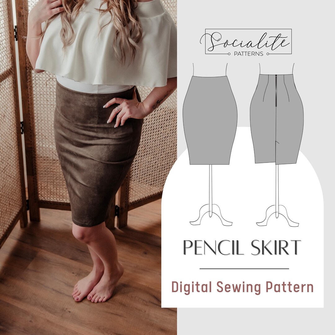 Pencil Skirt Pattern. Women's PDF Printable and Projector Sewing ...