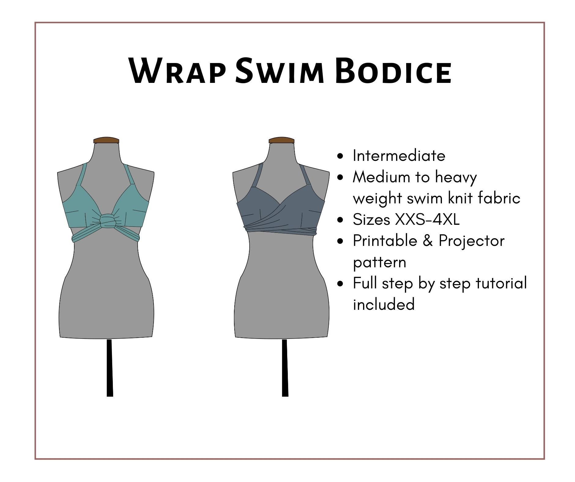 Women's Wrap Swim Top. Bikini Top PDF Printable Pattern. Yoga Top ...