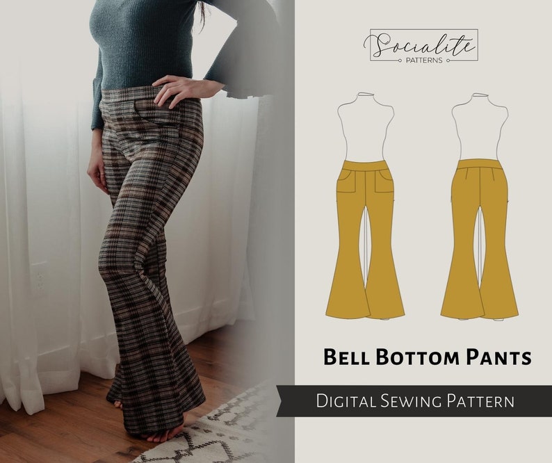Bell Bottom Pants Pattern. Women's PDF Printable and - Etsy
