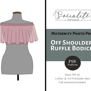 Maternity Off shoulder ruffle bodice. Pdf sewing pattern and | Etsy