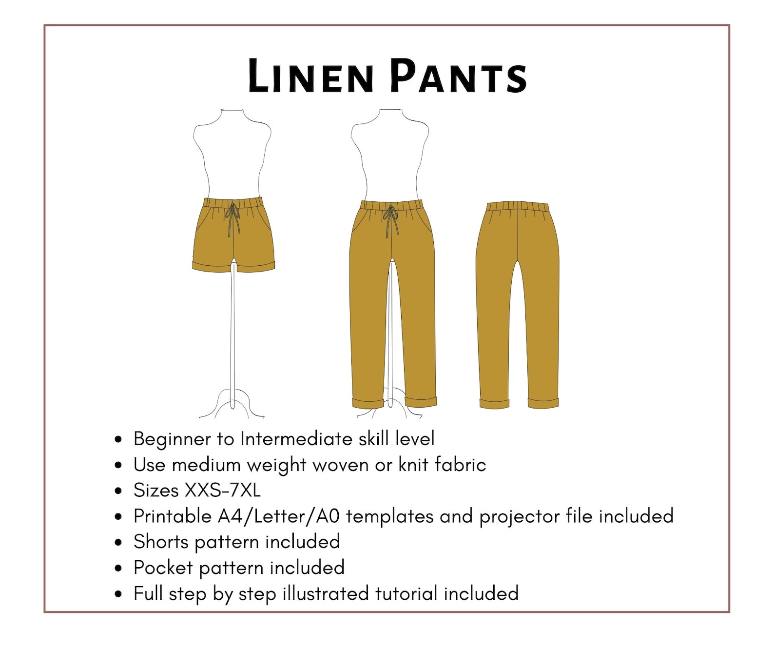 Linen Pants and Shorts Pattern. Women's PDF Printable and - Etsy