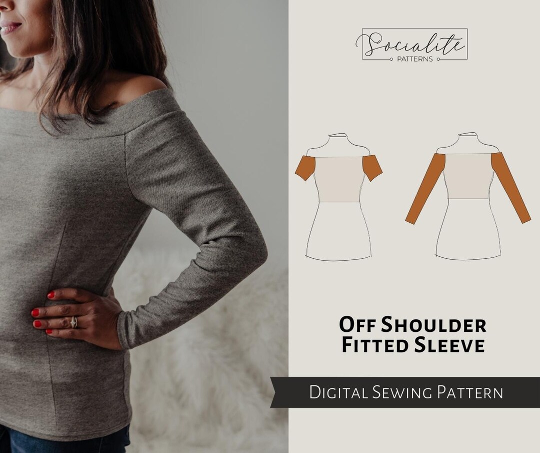 Off Shoulder Fitted Sleeve Pattern. Women's PDF Printable and Projector ...