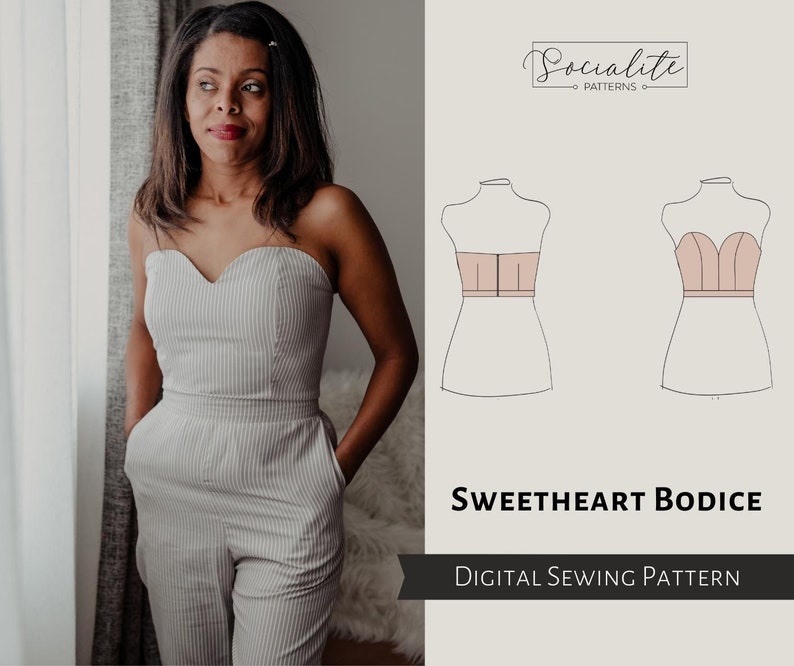 Sweetheart Bodice Pattern. Women's PDF Printable and - Etsy