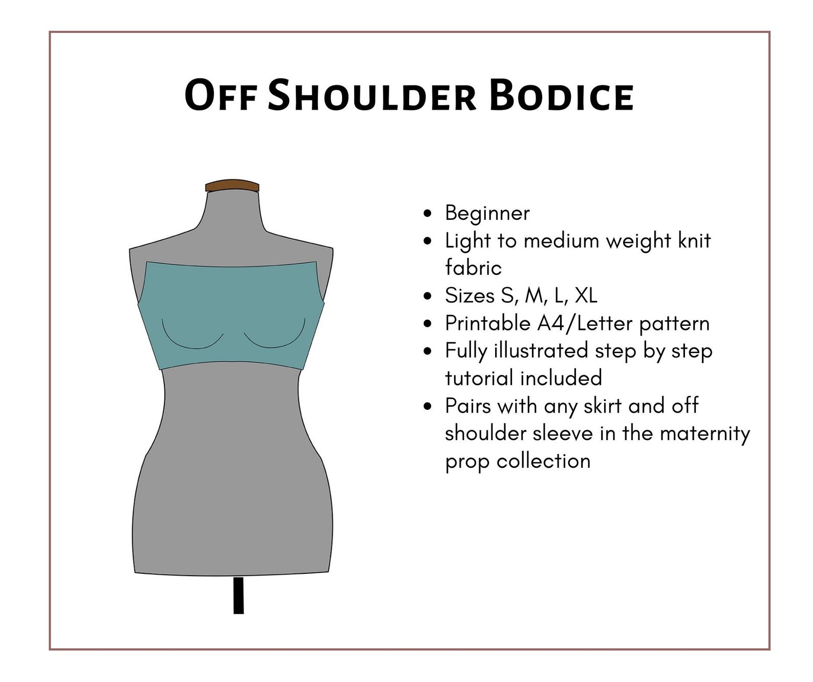 Off Shoulder Bodice PDF Pattern and Tutorial for Maternity | Etsy