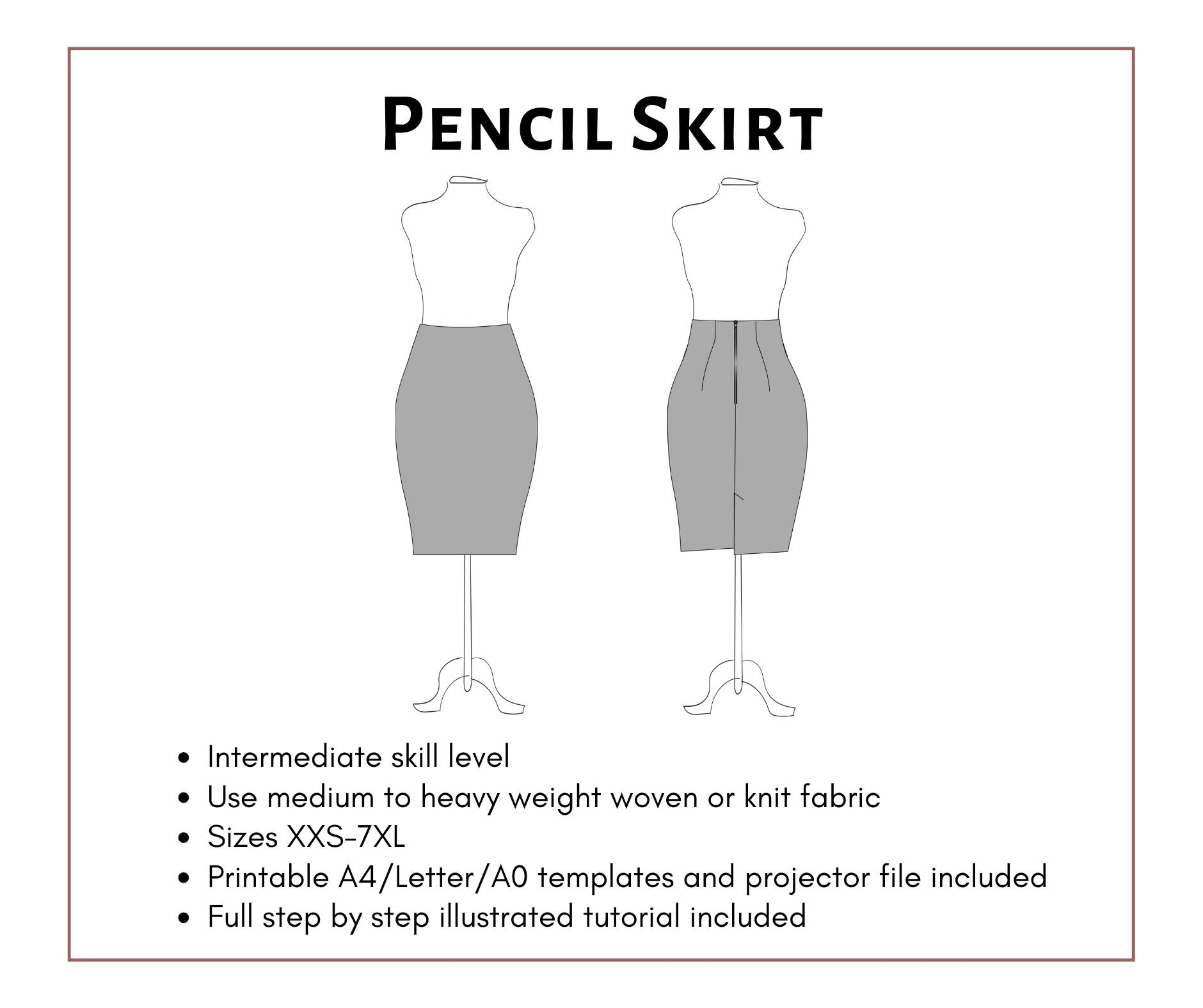Pencil Skirt Pattern. Women's PDF Printable and Projector - Etsy