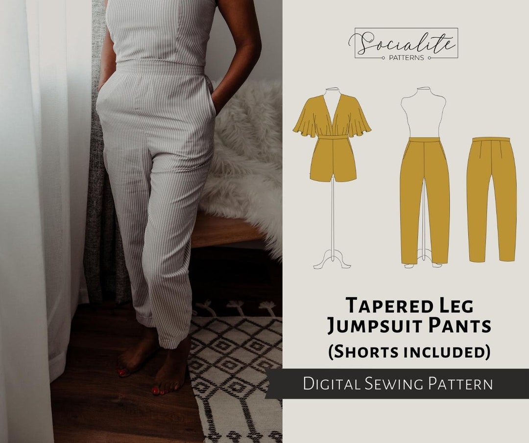 Tapered Leg Jumpsuit Pants and Shorts Pattern. Women's PDF Printable ...