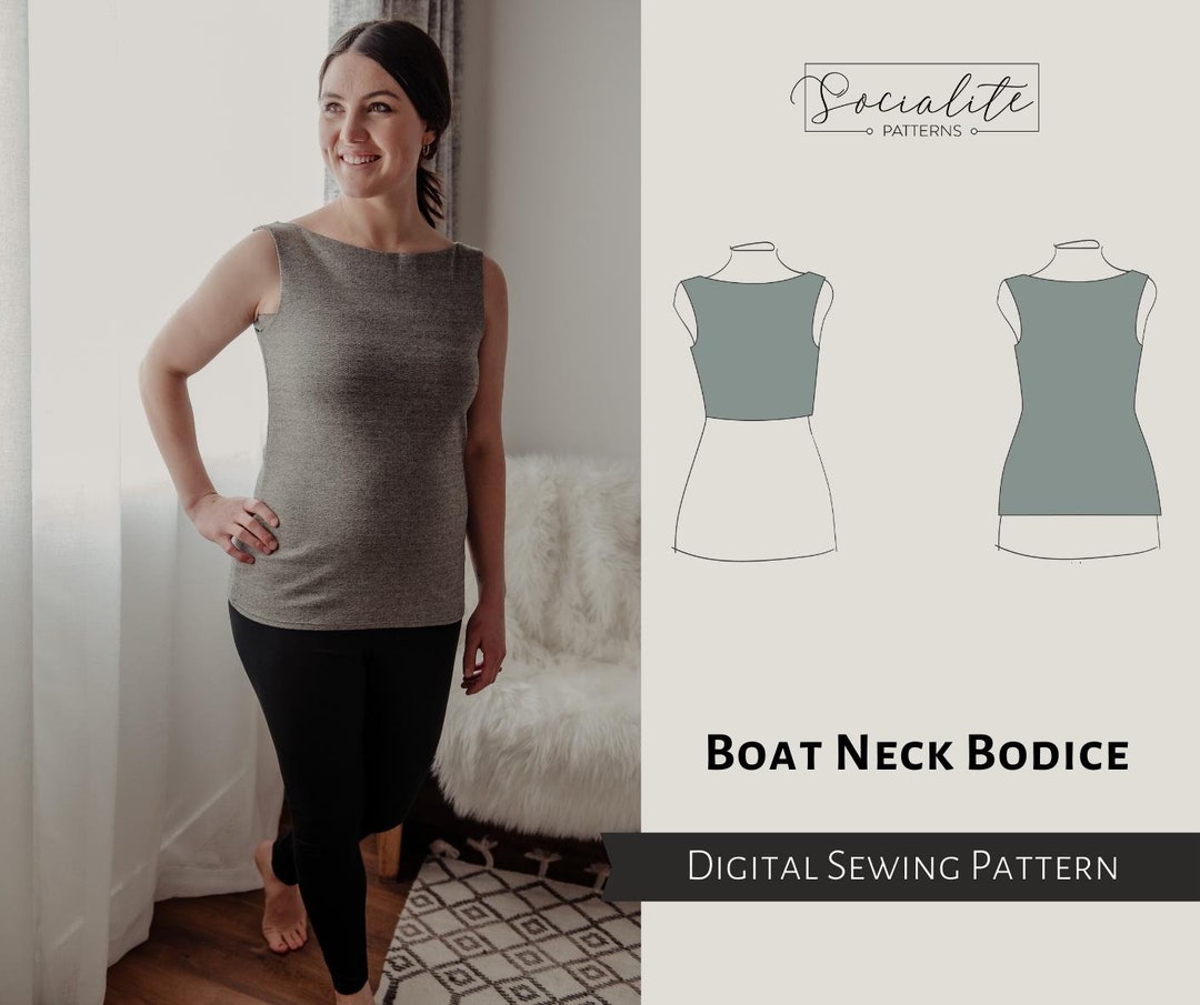 Boat Neck Bodice Pattern. PDF Printable and Projector Sewing Pattern ...
